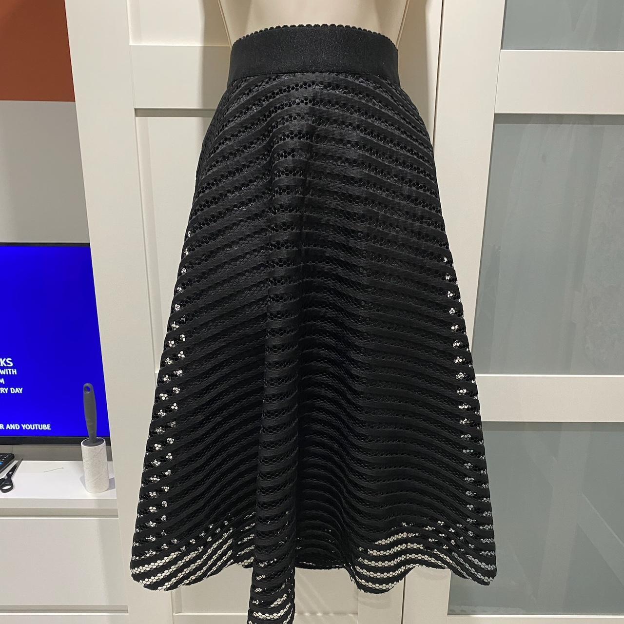 New Look Black Flared Netted Skirt - Size 10 Brand... - Depop