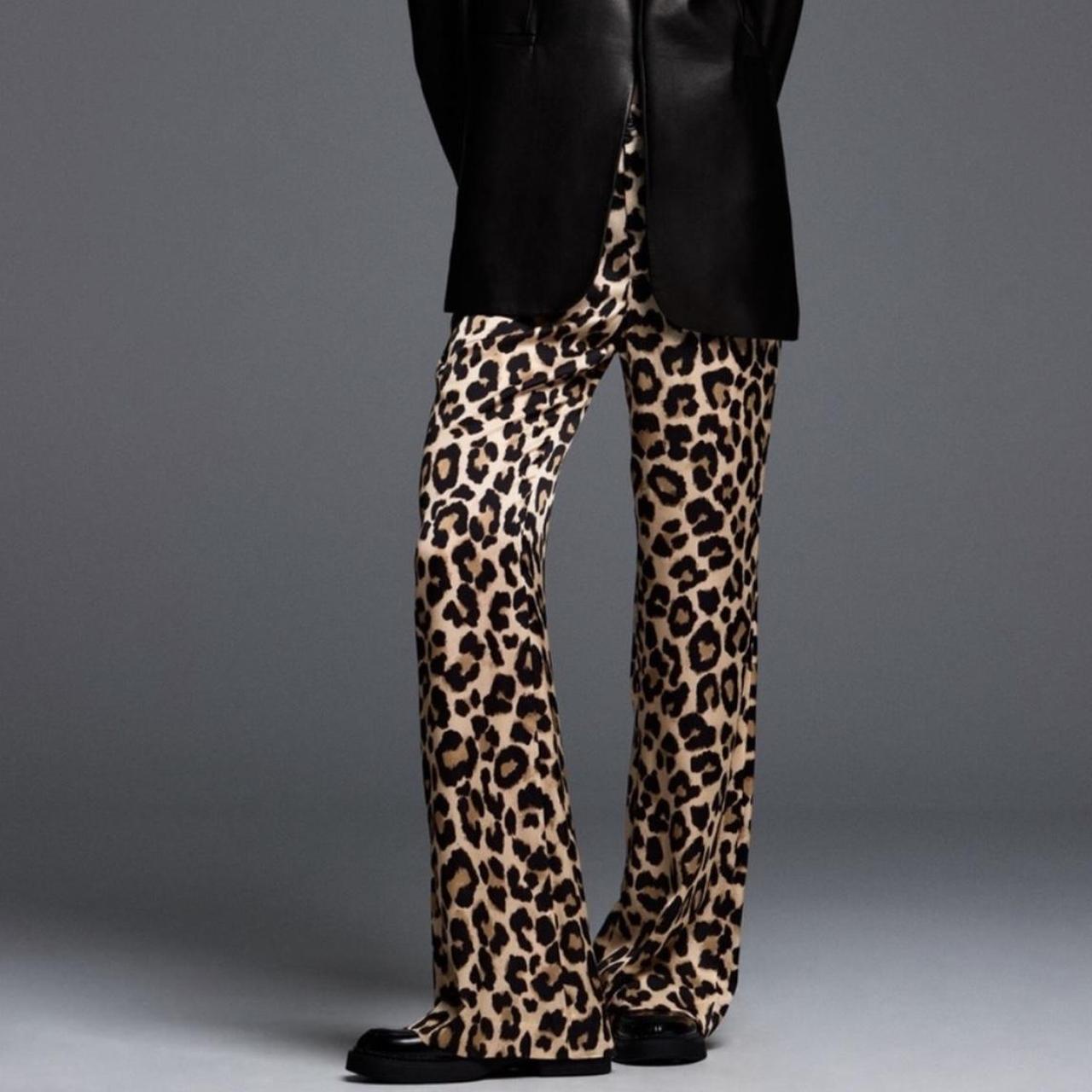 Zara Cheetah Pant Zara sold out silk cheetah pants.... - Depop