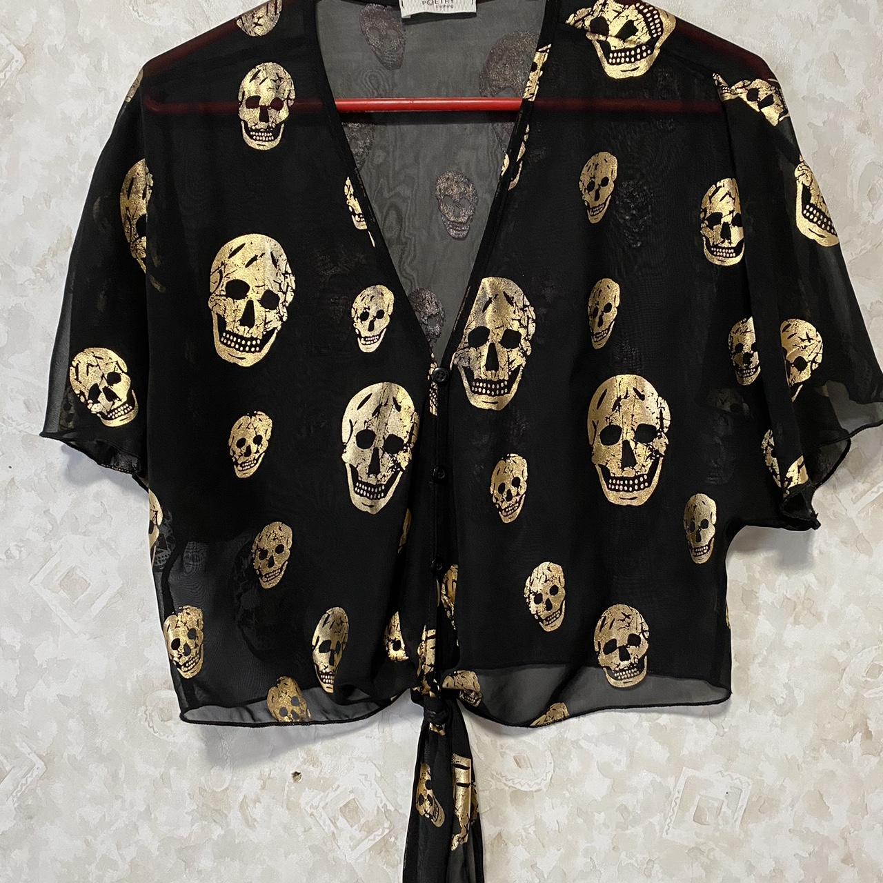 Skull crop top/cover up. Sheer - Depop