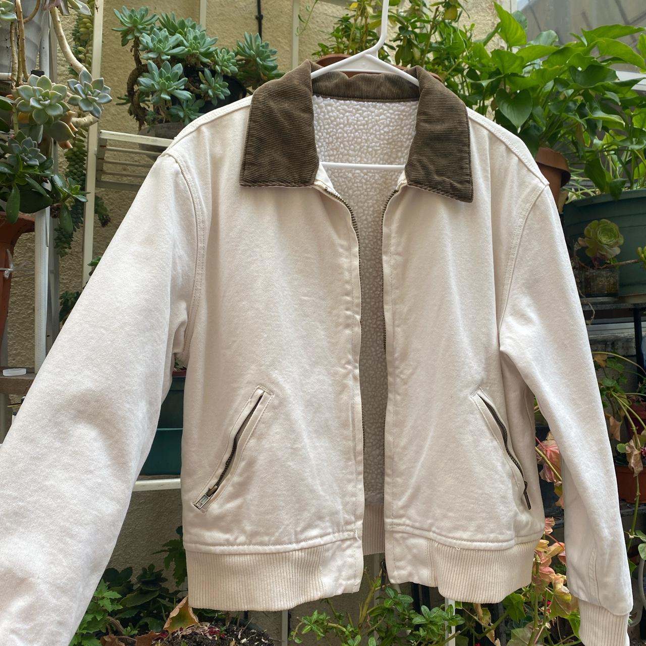 Brandy Melville Women's White and Cream Jacket | Depop