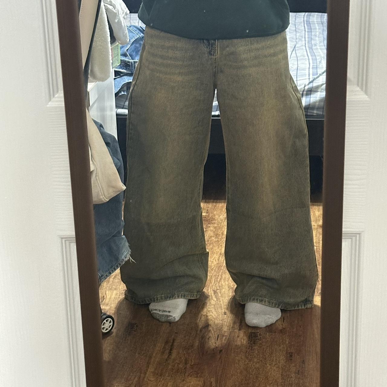 Baggy olive coffee washed denim - Depop