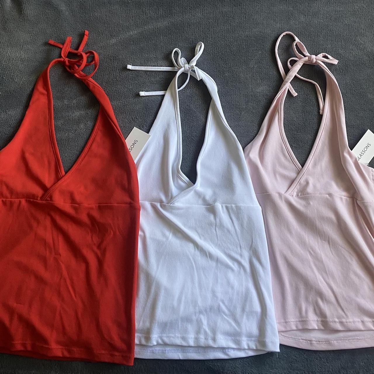 Brand new glassons halter neck tops Red and pink... - Depop
