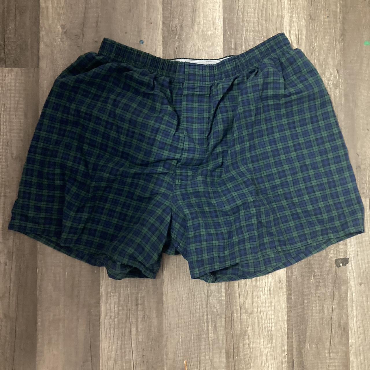 hanes green blue checkered boxer / shorts - Depop