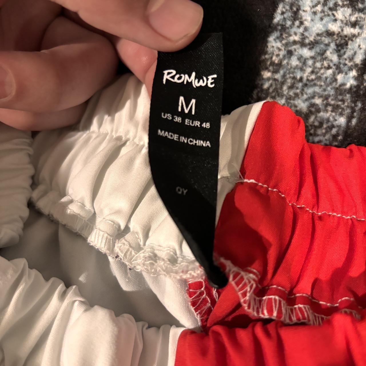 Half White & Red Romwe shorts Size: Medium... | Depop