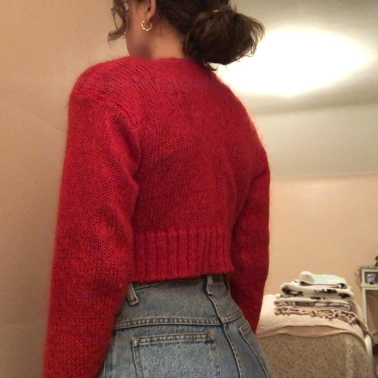 Rachel May vintage Cropped Red Mohair Cardigan Size... - Depop