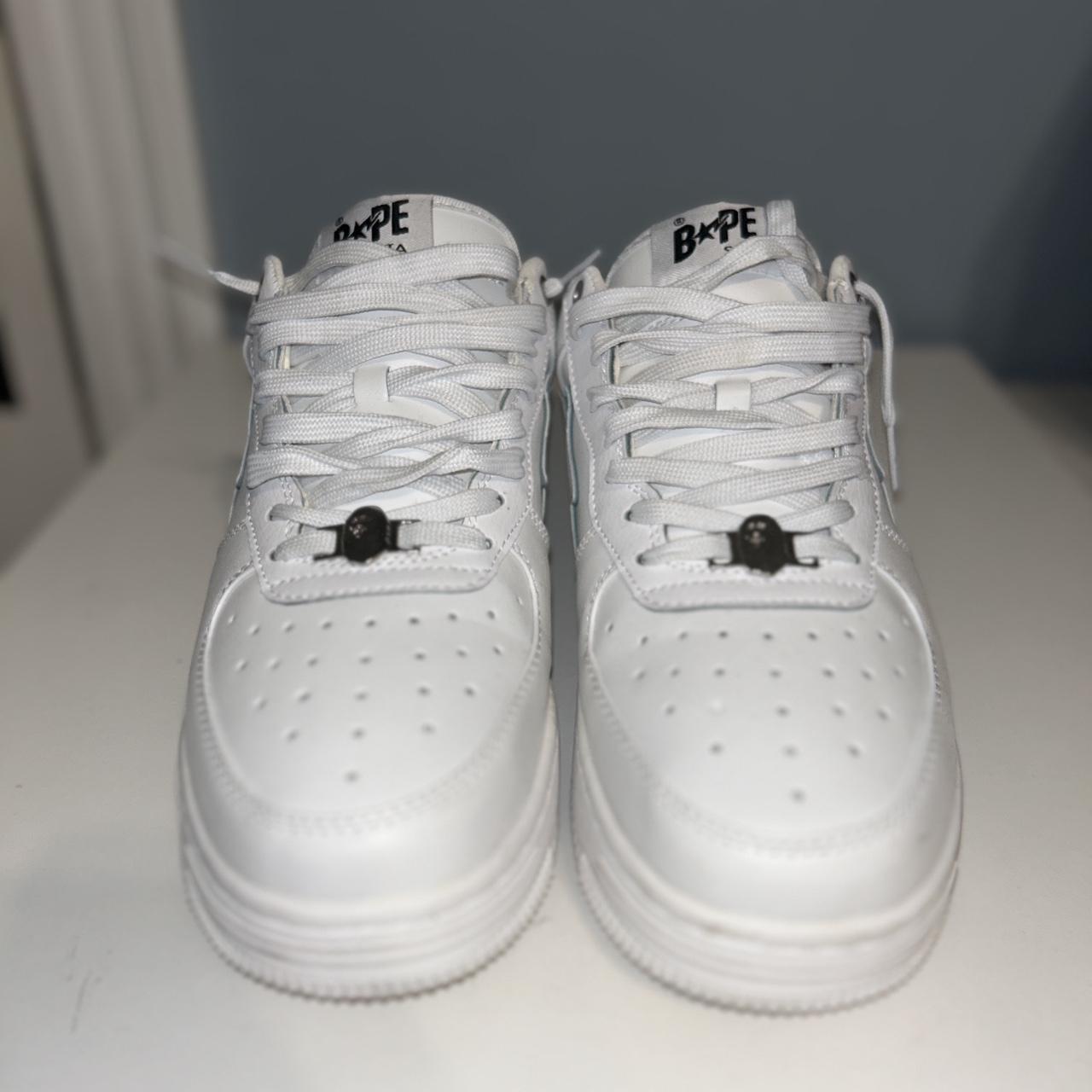 Bape sta white leather forces Worn once to a... - Depop