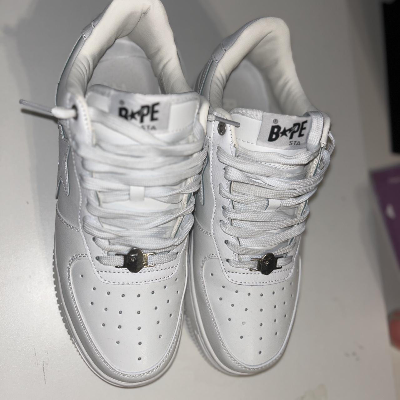 Bape sta white leather forces Worn once to a... - Depop