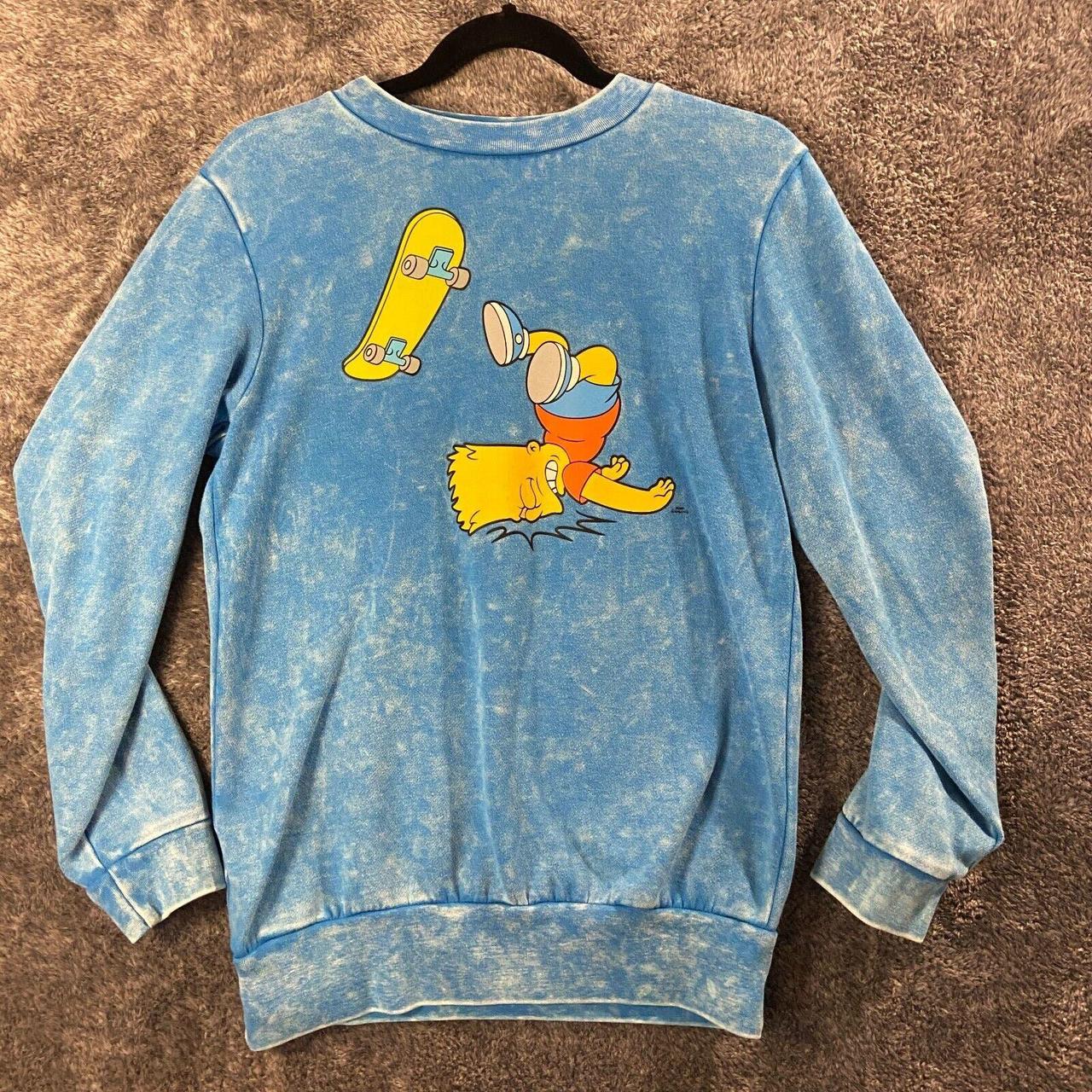 The Simpsons Sweater Unisex Small Blue Tye Dye Bart... - Depop