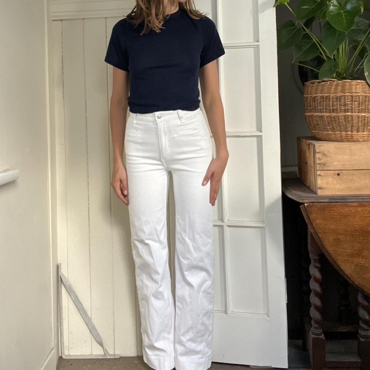 sussan high waist white pants 70s :))) vibes size... - Depop