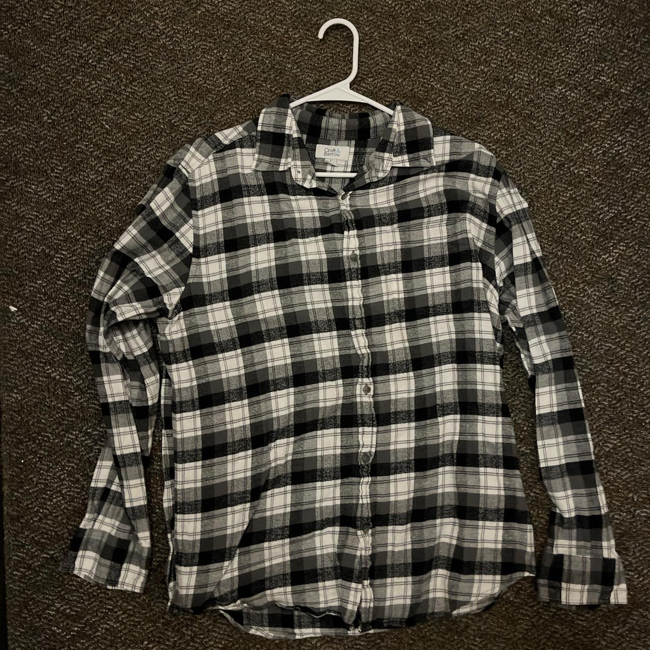 Croft and Barrow large black and white flannel.... - Depop
