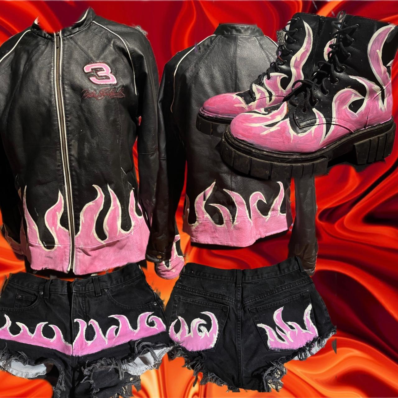 NASCAR Women's Pink and Black Jacket | Depop