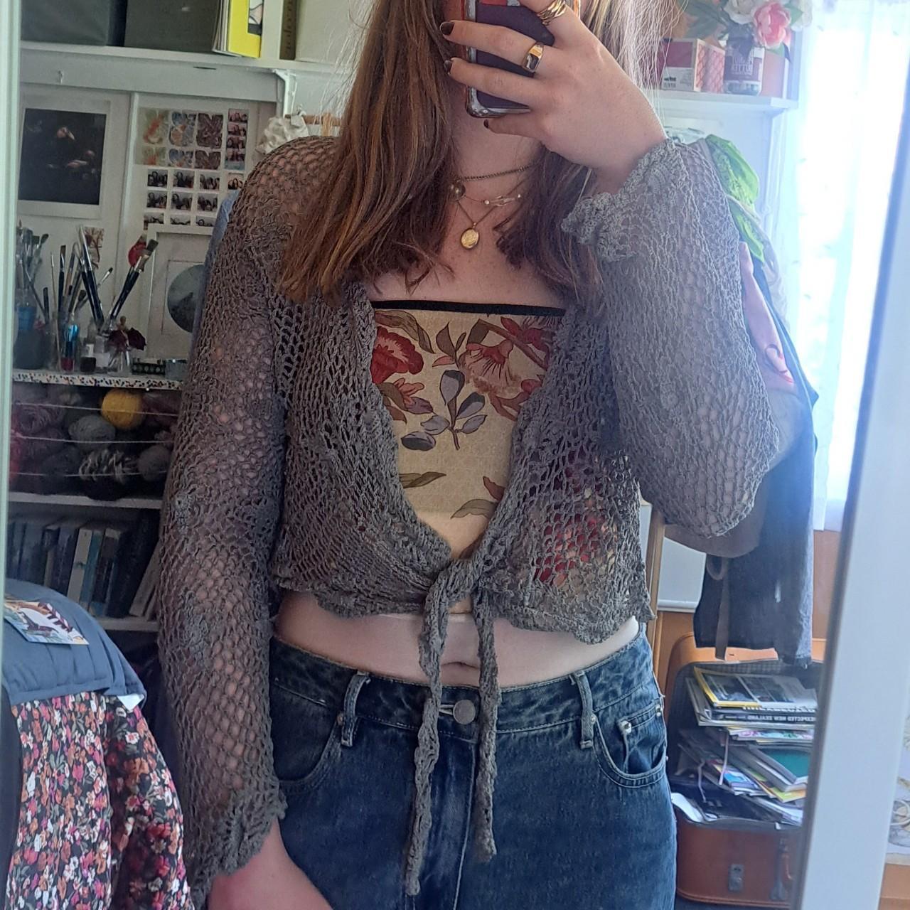 Bluey-grey whimsical cardi, perfect for pairing with... - Depop