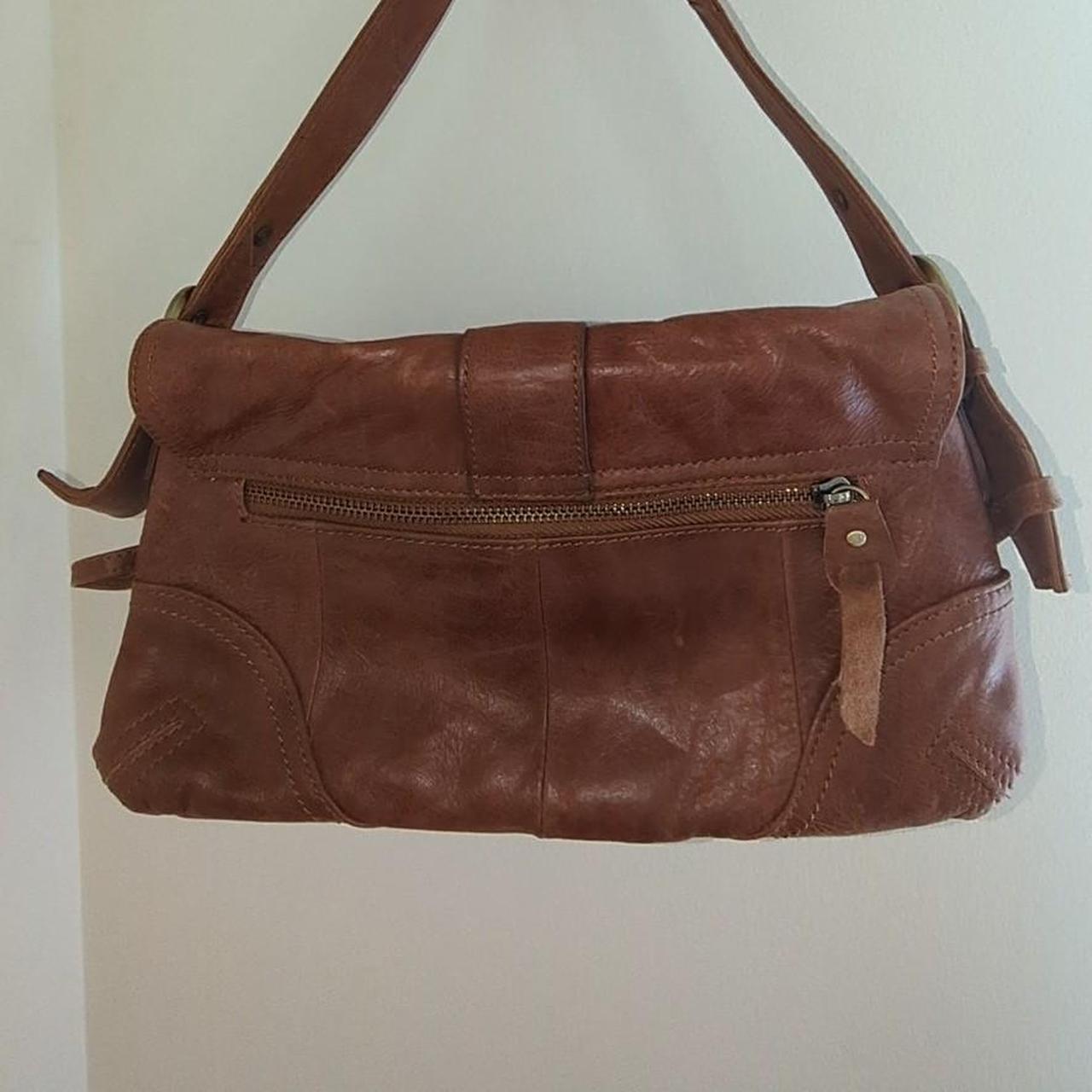 Vintage tribu shoulder bag. Hazelnut brown worn faux... - Depop