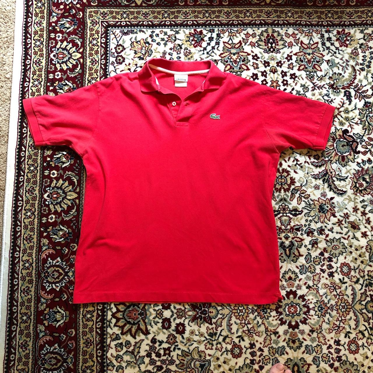 Red Lacoste polo shirt in super great condition no... - Depop