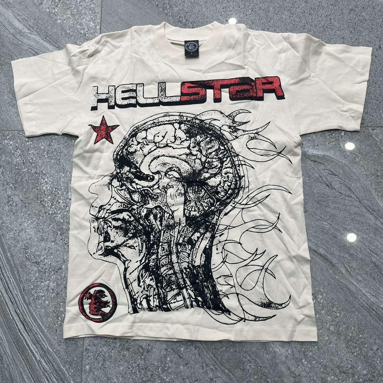Hellstar white and red Tee #streetwear - Depop