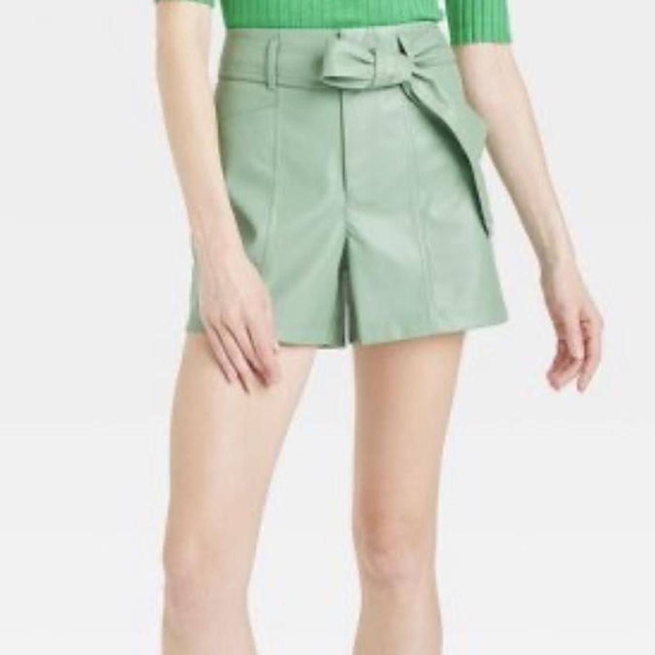 A New Day Women's High-Rise Tie-Front Pleather... - Depop