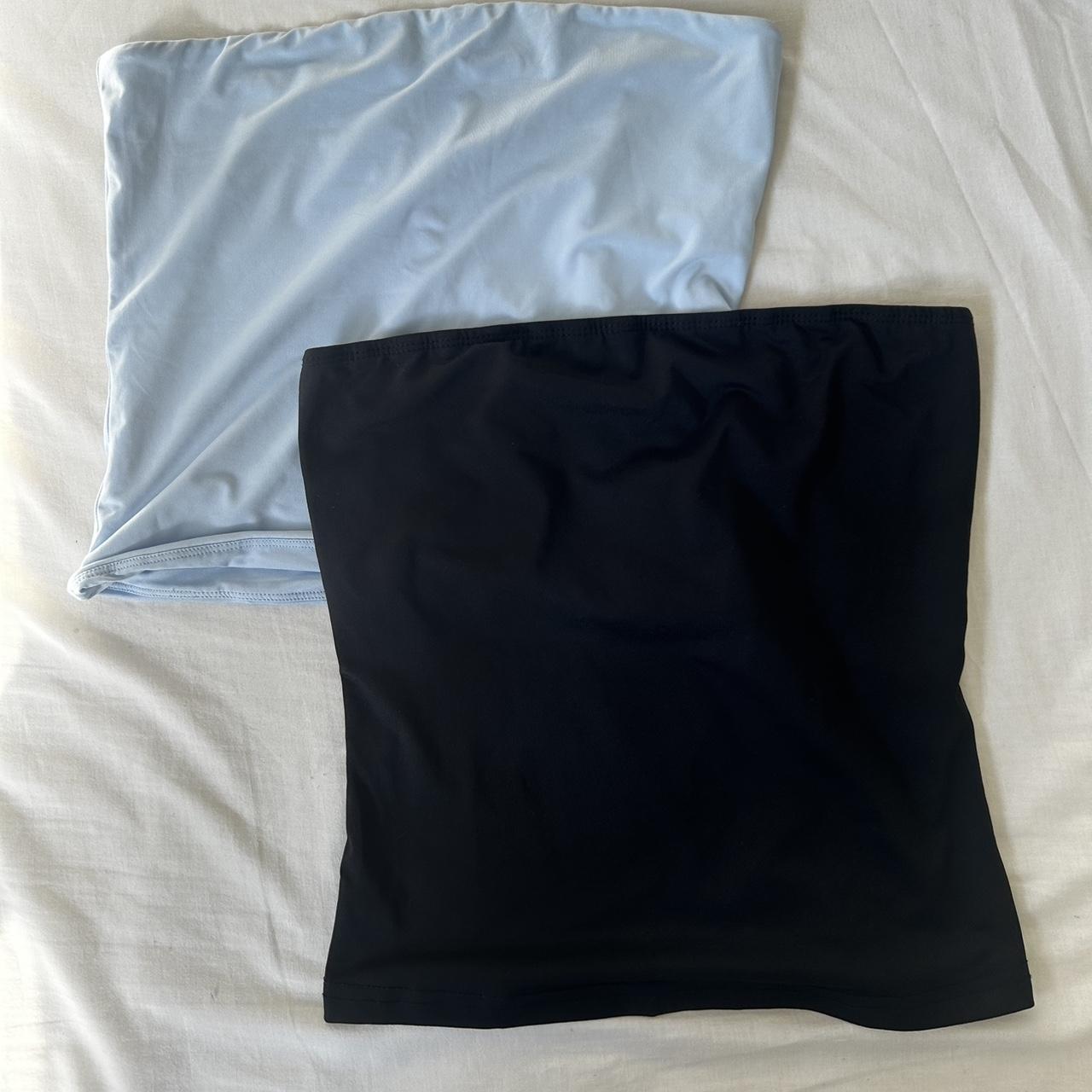 cotton on tube top bundle black + light blue barely... | Depop