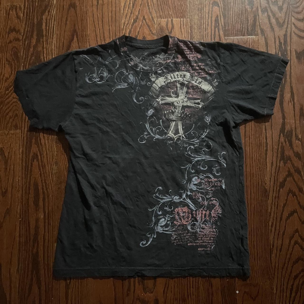 affliction style T / cross front n back hit single... - Depop