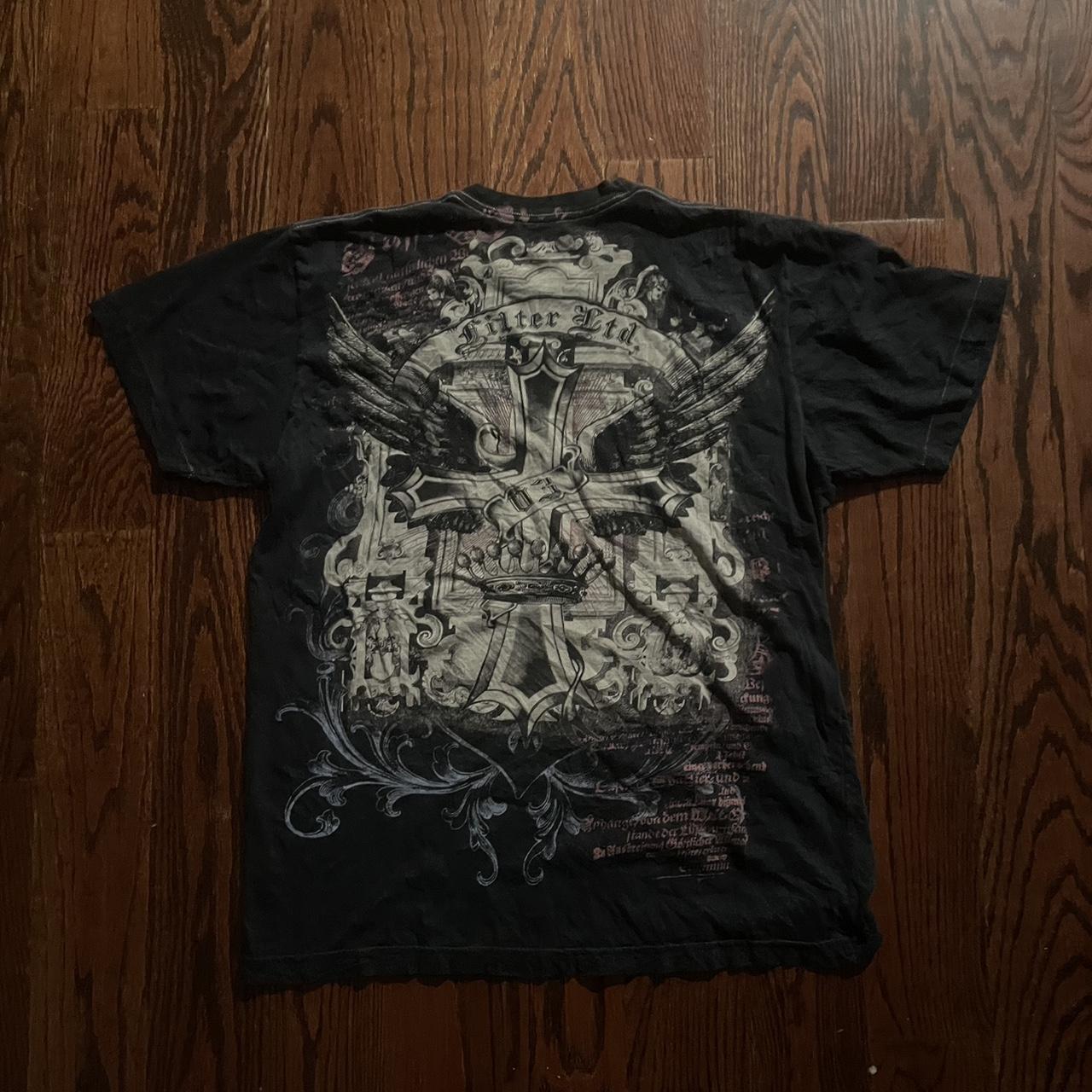 affliction style T / cross front n back hit single... - Depop