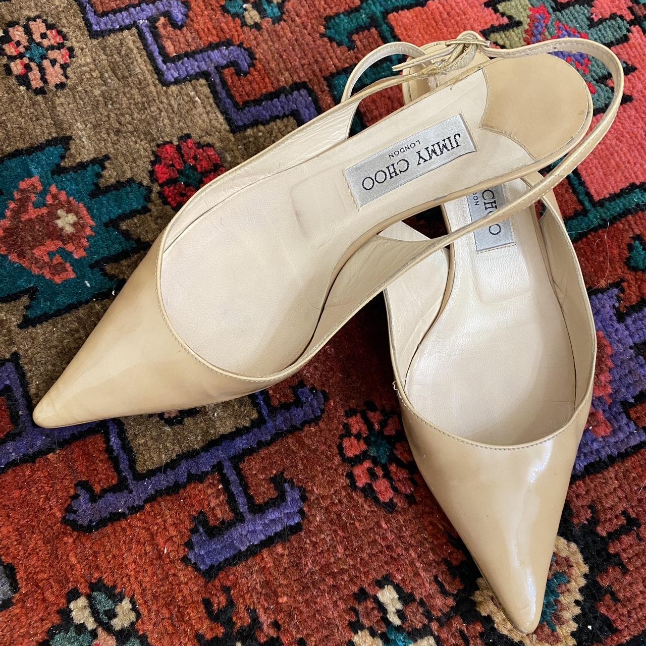 Jimmy Choo Women's Tan and Cream Courts | Depop