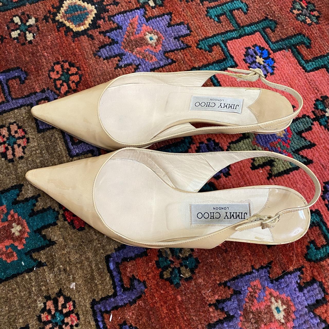 Jimmy Choo Women's Tan and Cream Courts | Depop