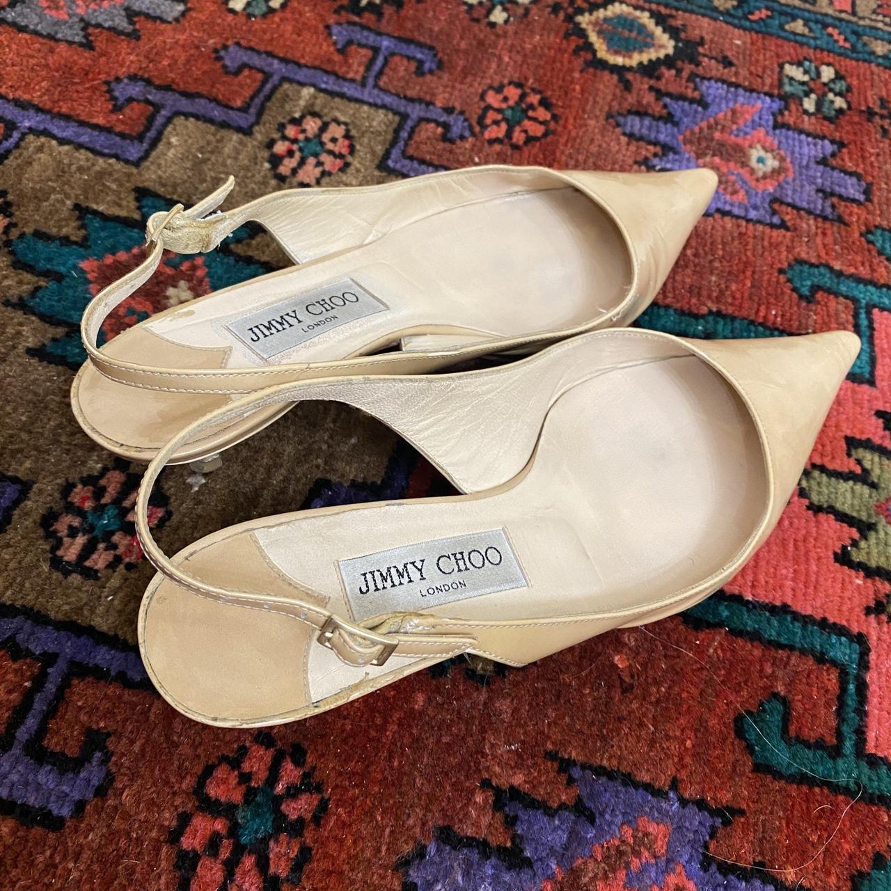 Jimmy Choo Women's Tan and Cream Courts | Depop
