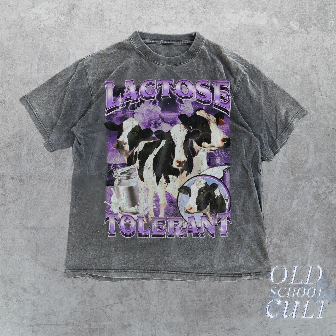 Lactose Tolerant Vintage Bootleg T-Shirt, Retro Milk... - Depop