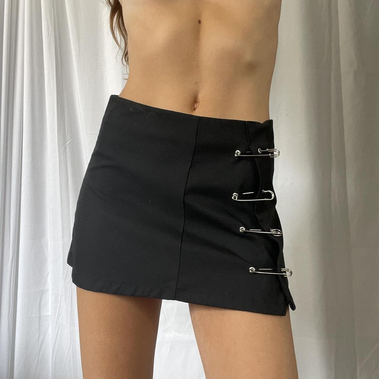 Unif Collins Skirt Safety Pin Mini Skirt Model Depop