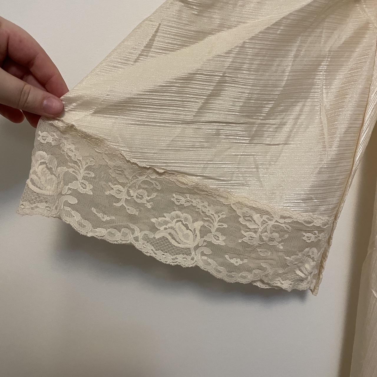 Long nylon off-white/cream colored slip robe... - Depop