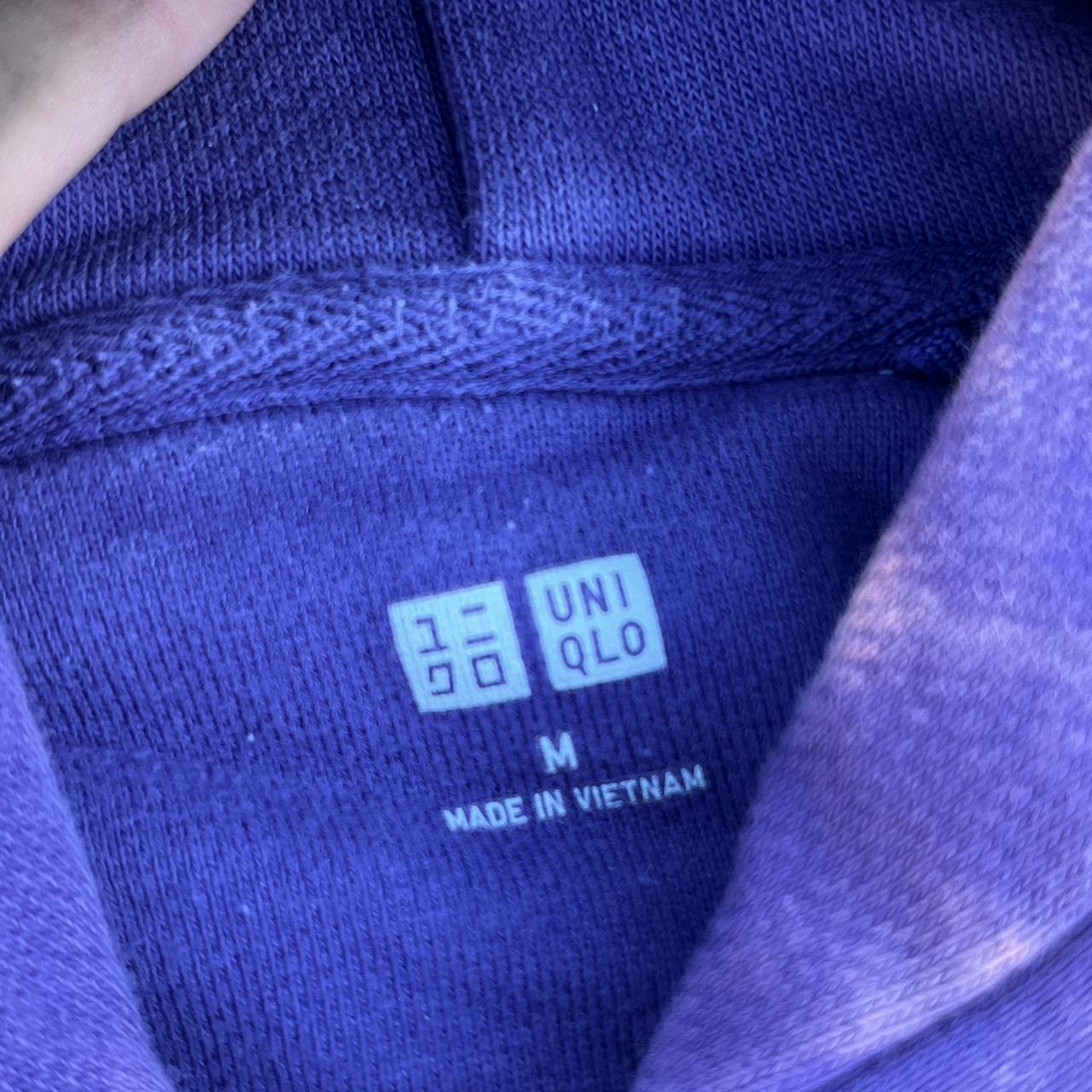 Thick Purple Uniqlo Hooded Jacket Bleach Stains on... | Depop