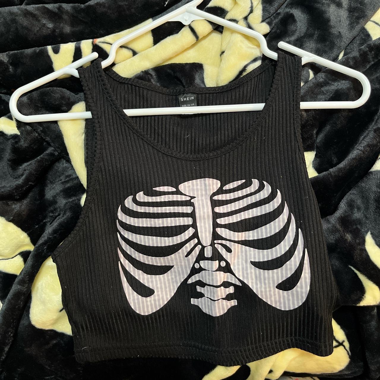 Skeleton rib cage crop tank Size M #ribs #skeleton... - Depop
