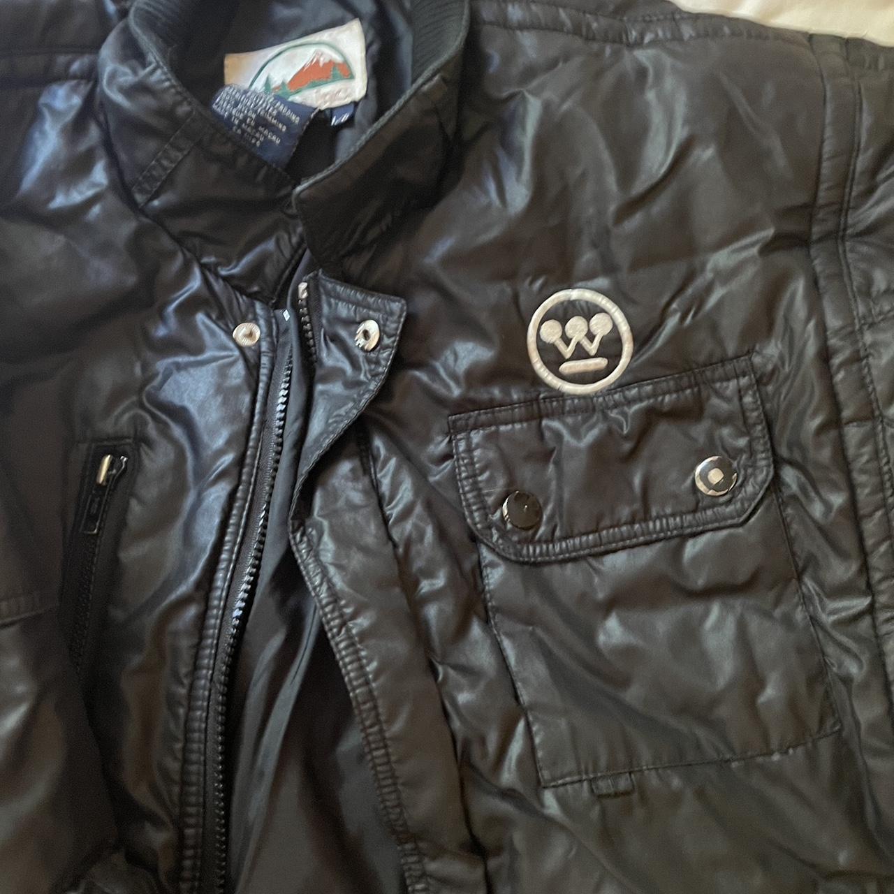 vintage leather jacket with Wii symbol embroidered - Depop
