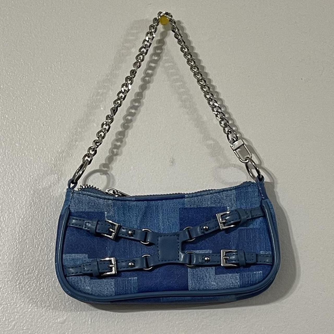 Mini denim buckle bag Cutest going out bag Silver... - Depop