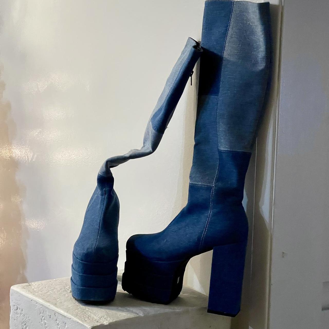 LaModa denim platform boots Worn once Amazing... | Depop