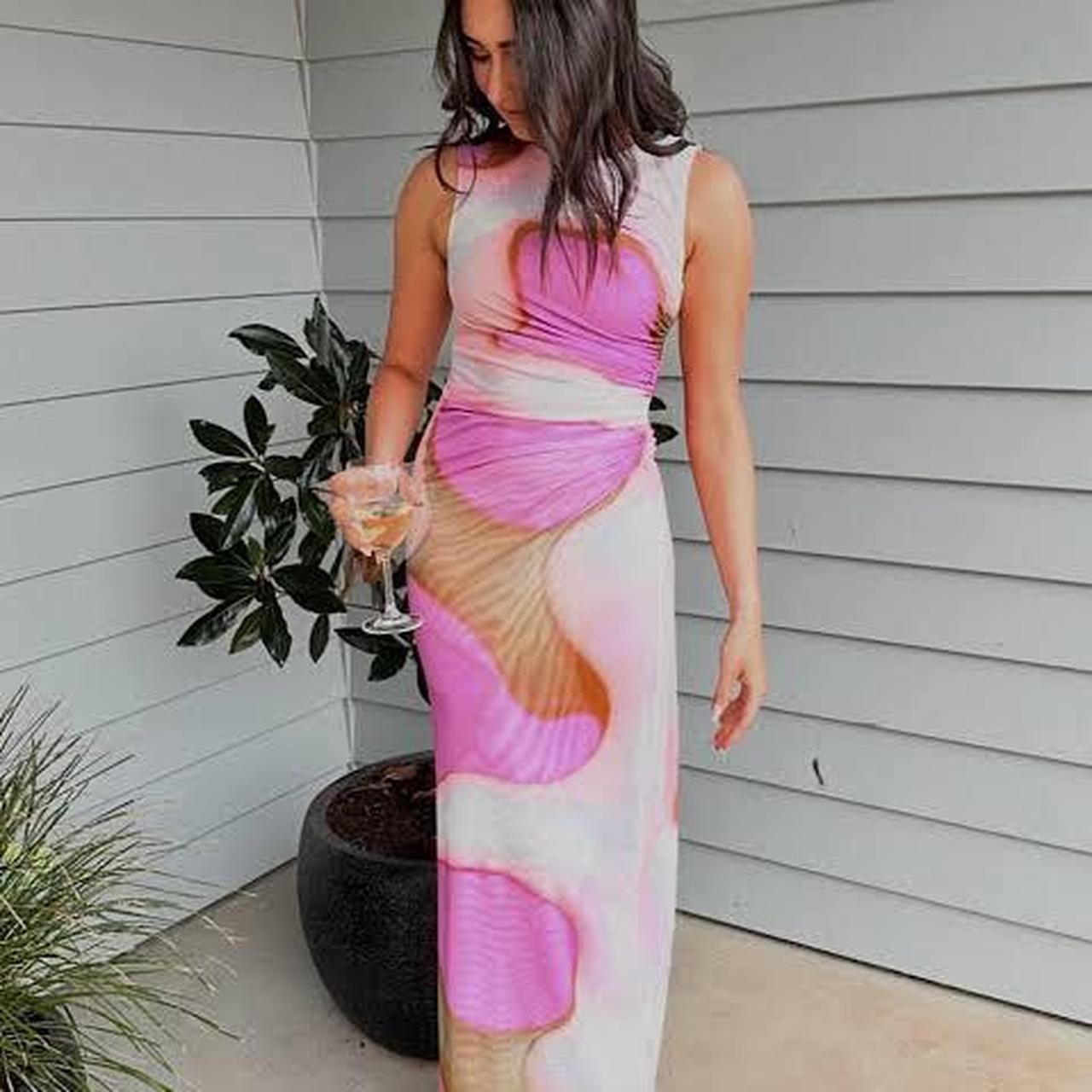 Scanlan Theodore Italian Watercolour Dress Pink and... - Depop