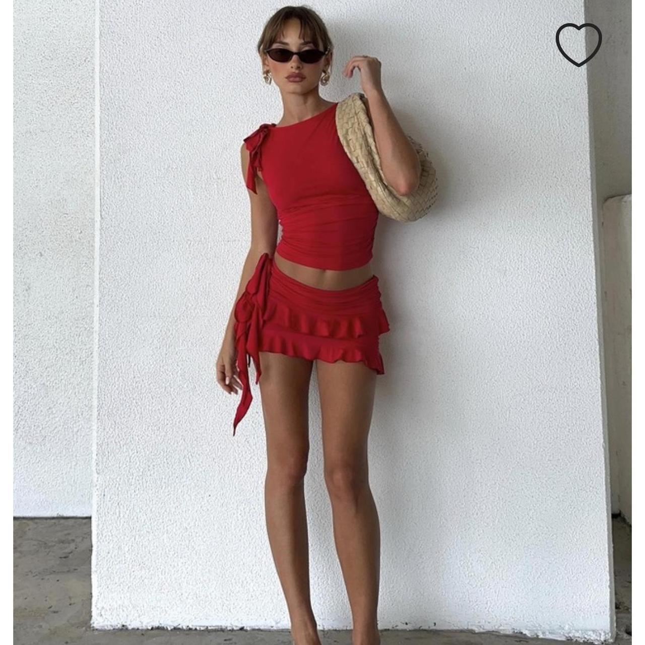 Lioness rendezvous red mini skirt size xs in... | Depop