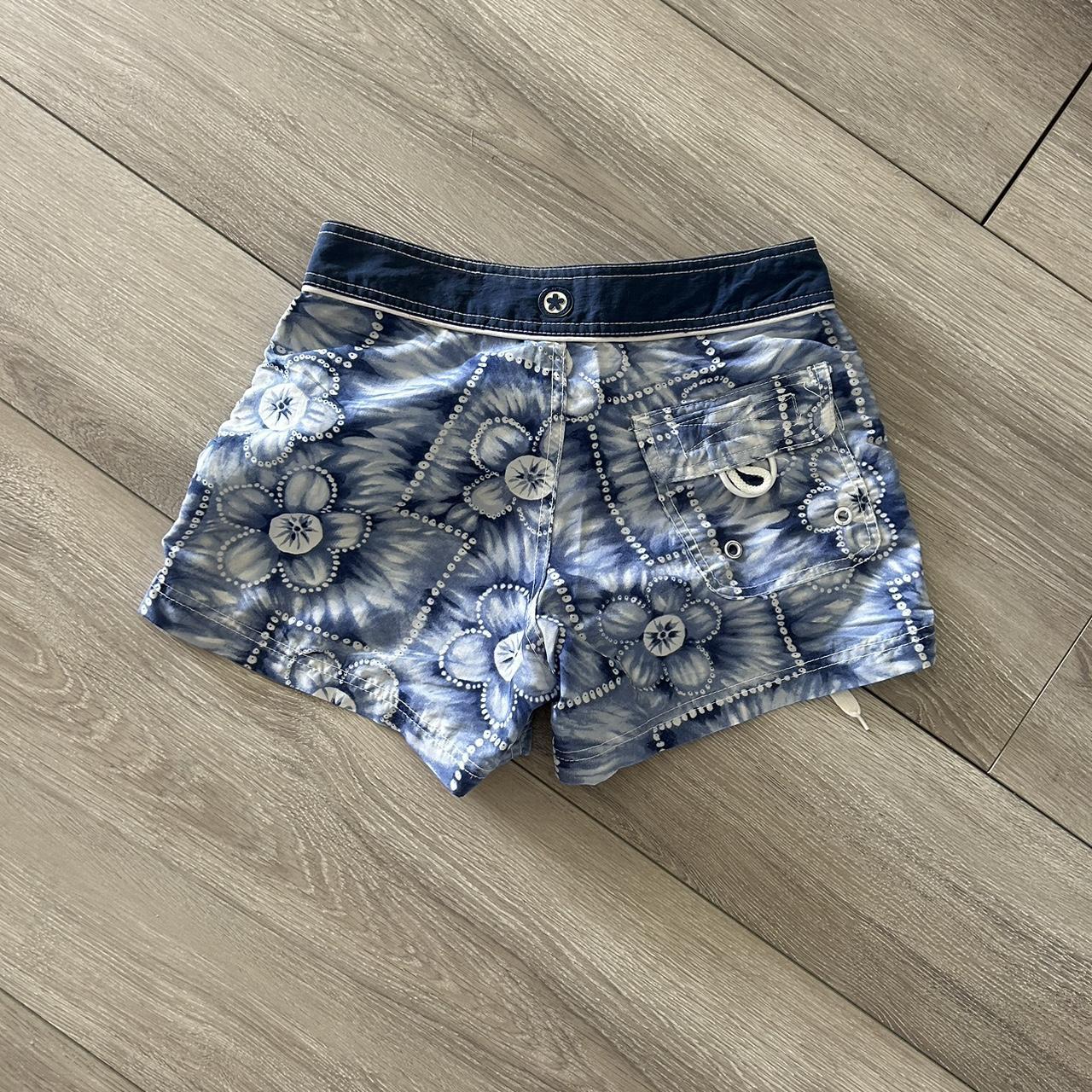 Super Cute Blue floral swim shorts Size: XS... - Depop