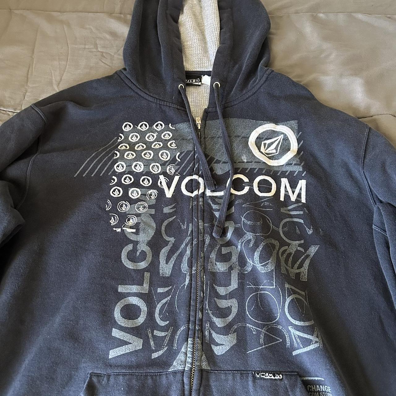 Blue volcom zip up great condition Small hole on... - Depop