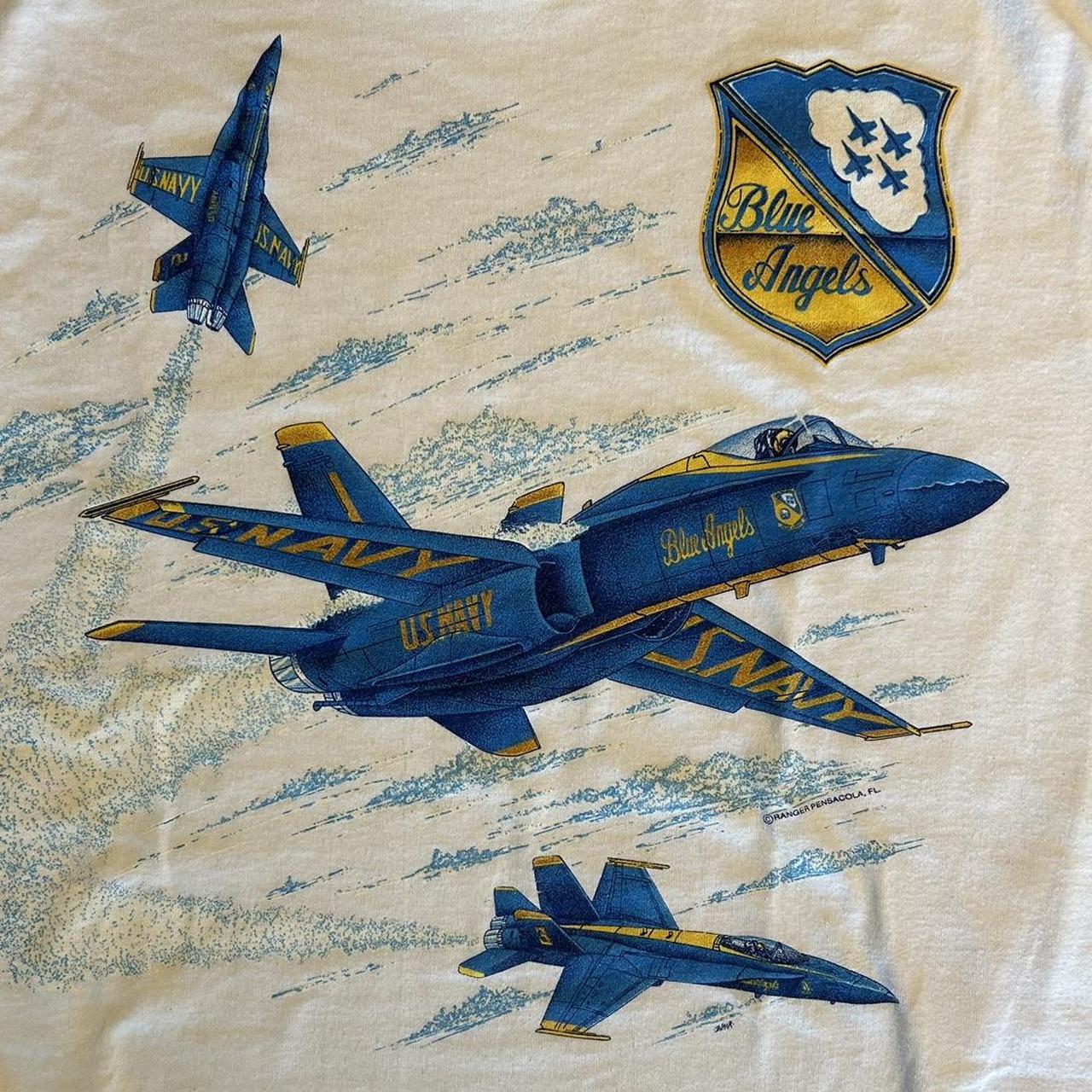 Vintage Blue Angels T-Shirt Fits like... - Depop