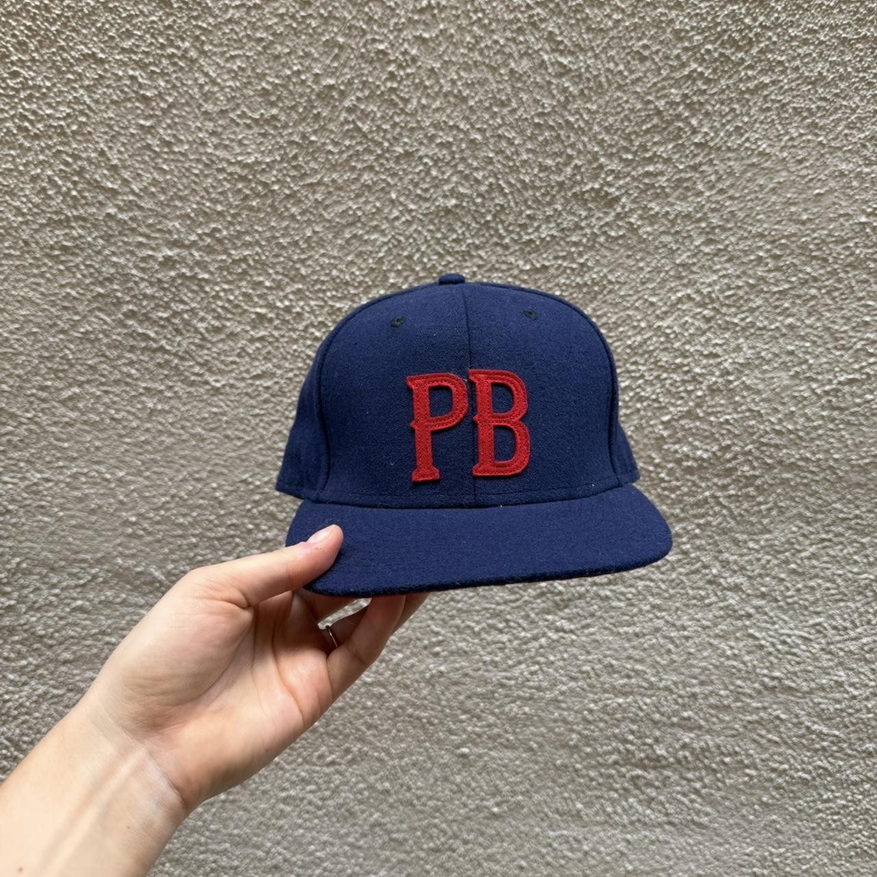 Navy and red Pebble Beach snapback cap... | Depop