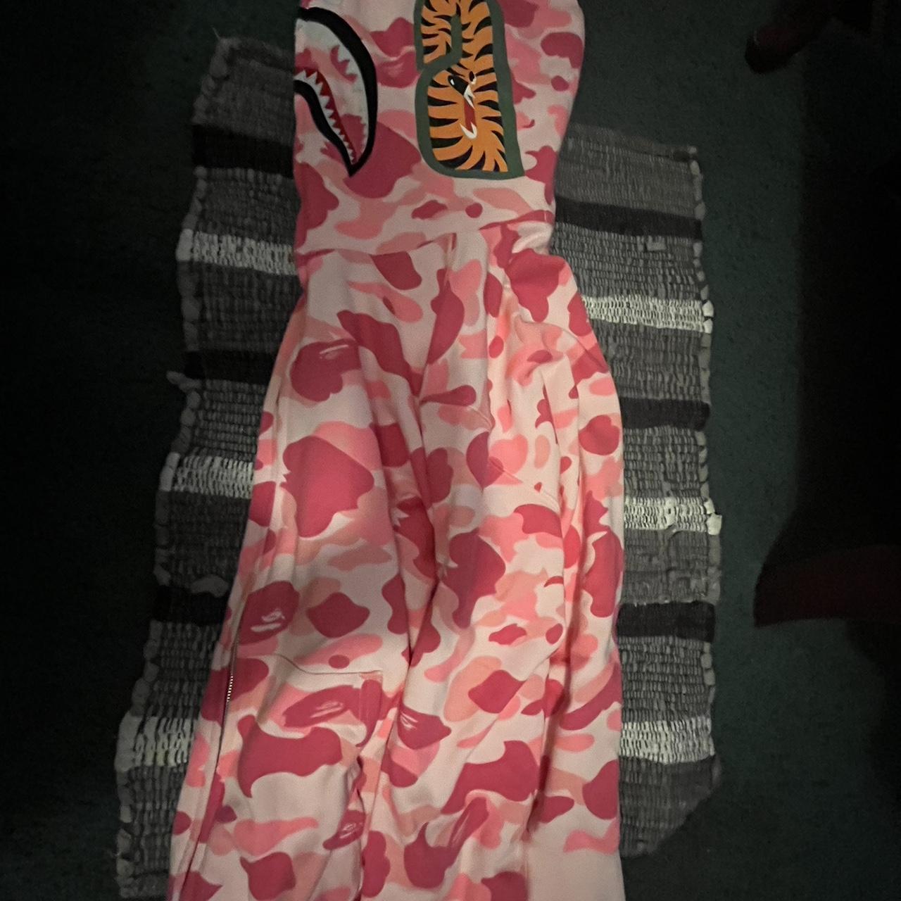 pink bape hoodie used lightly nothing wrong with it - Depop