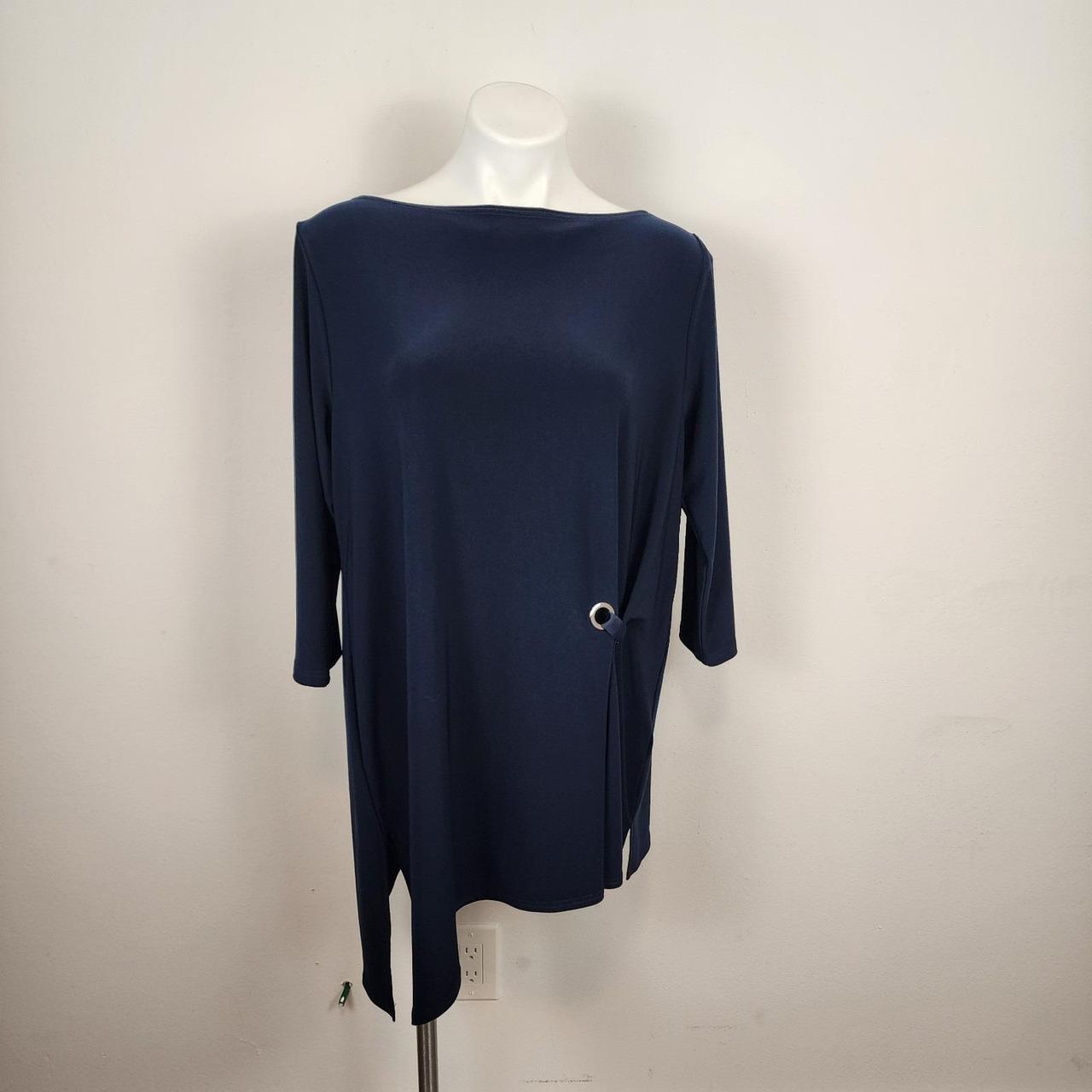 Sympli Halo Angle Tunic Navy Blue Long Sleeve Jersey... | Depop