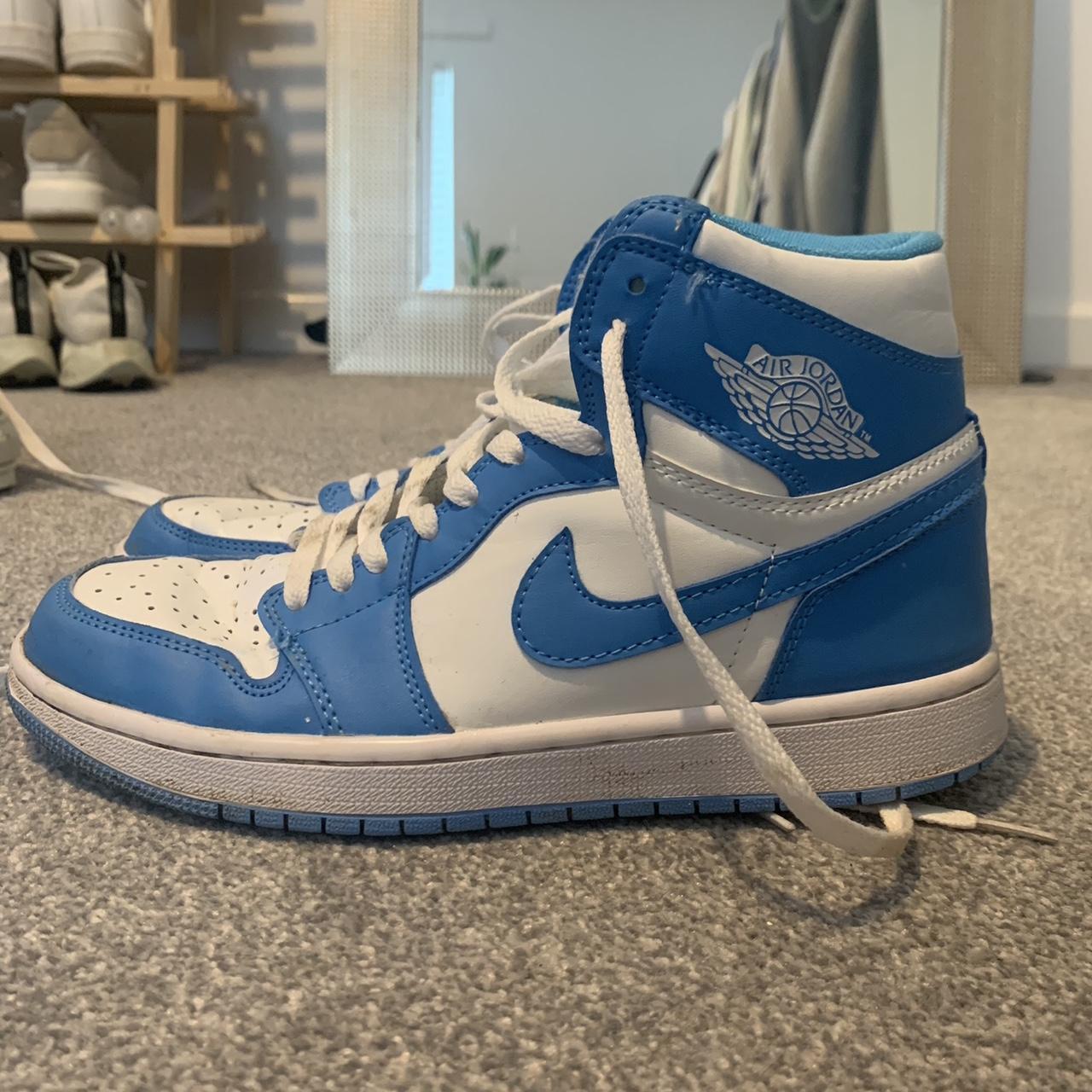 Dunks Laser Blue High Top Fairly worn good condition - Depop