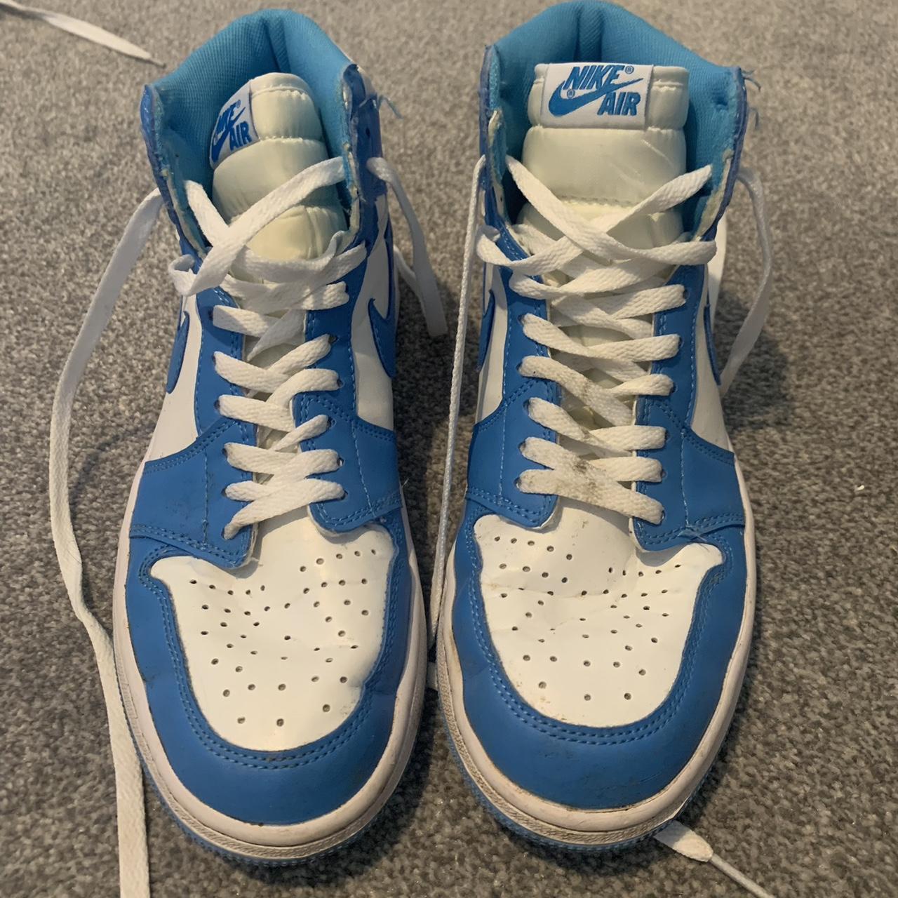 Dunks Laser Blue High Top Fairly worn good condition - Depop