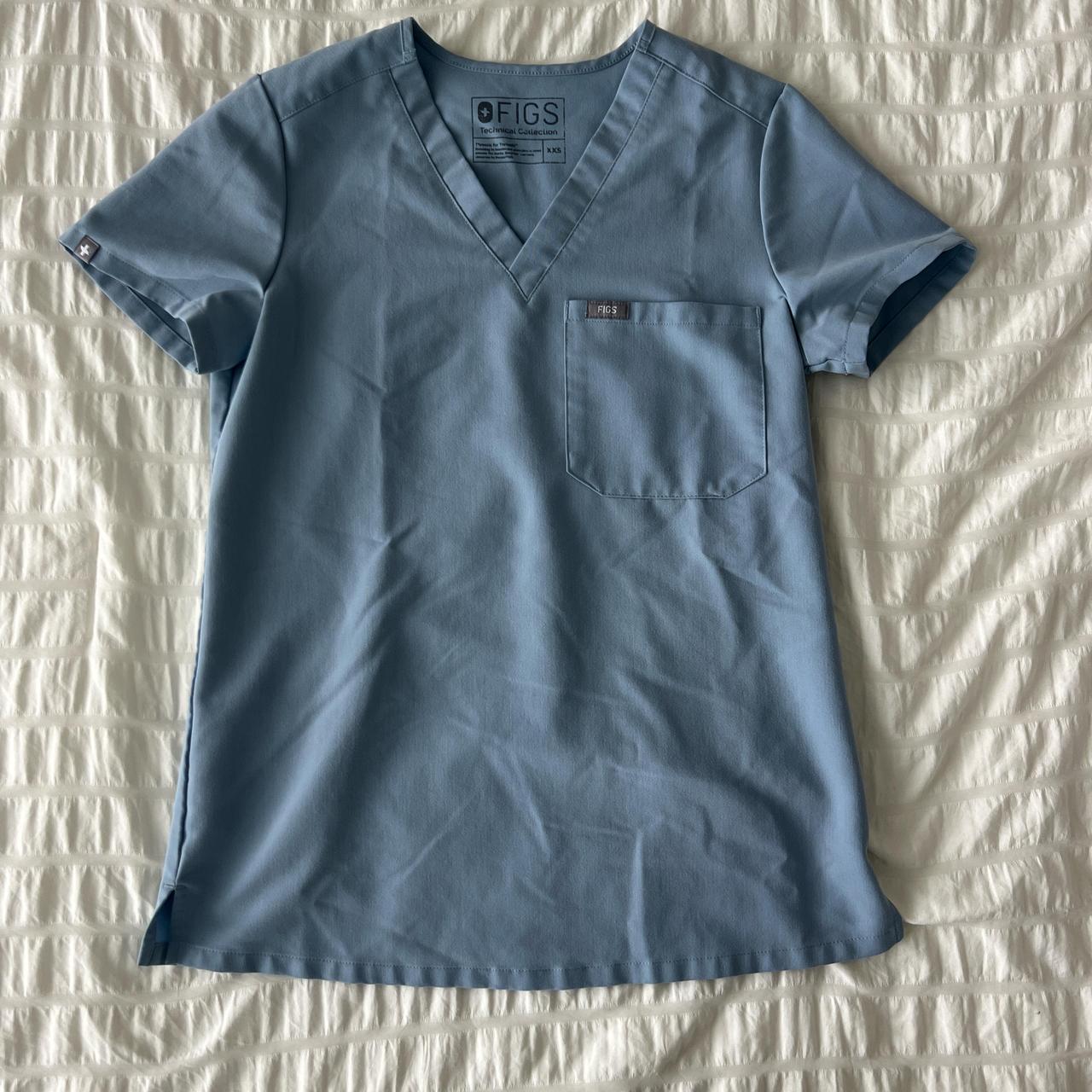 Figs light blue scrub top with pocket #scrubs Make... | Depop