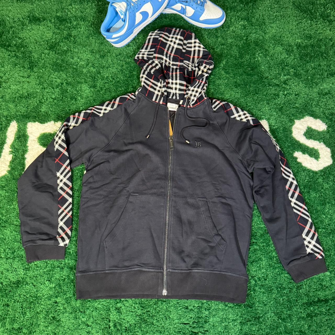 Burberry Check Hood Zip Hoodie Men's Size... - Depop