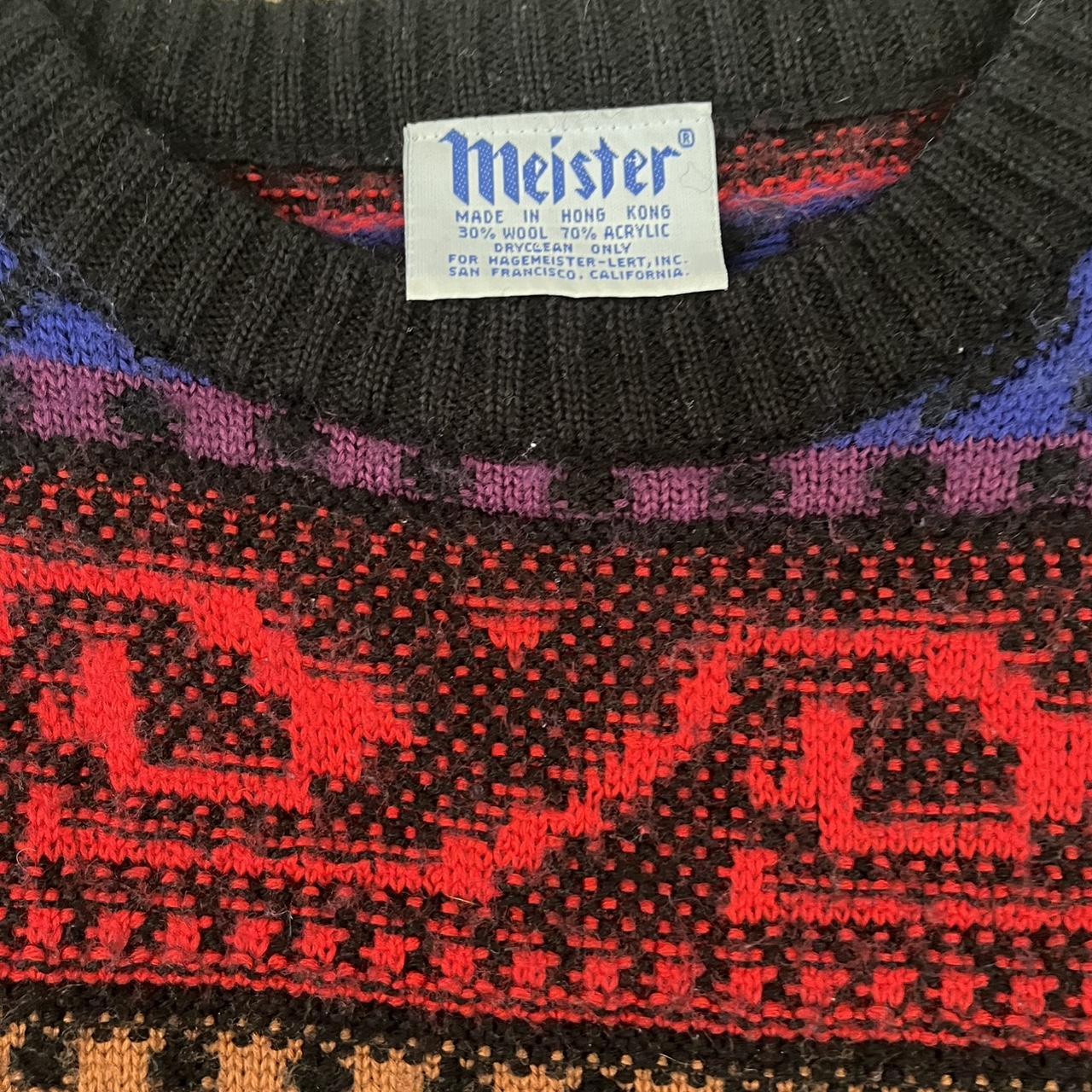 Meister - Vintage Multi-Colored Knitted Sweater... | Depop