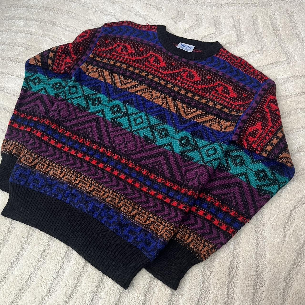 Meister - Vintage Multi-Colored Knitted Sweater... | Depop
