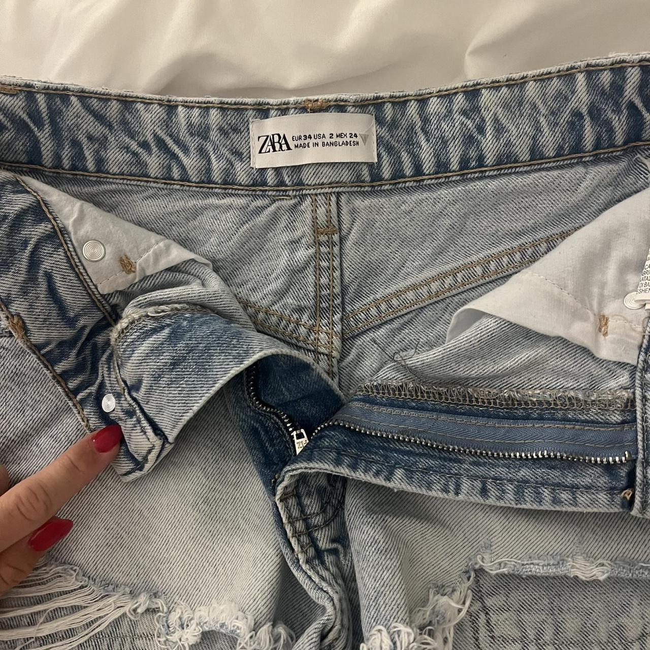 Zara Distressed ripped Jean Shorts - Worn once... - Depop