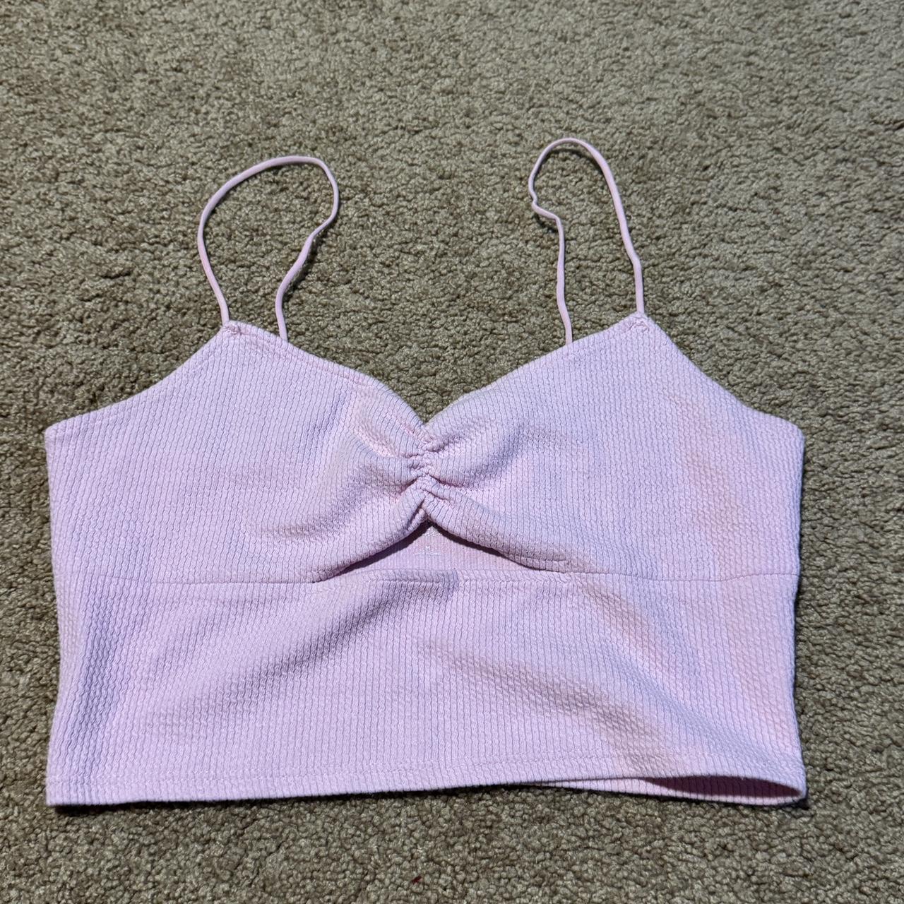 Pink ribbed crop top #croptop - Depop